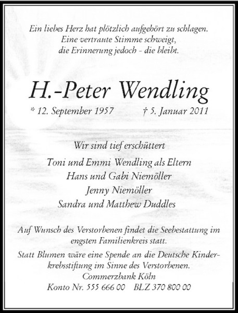 Alle Traueranzeigen für H.-Peter Wendling | trauer.rp-online.de