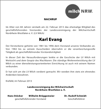 Alle Traueranzeigen für Karl Evang | trauer.rp-online.de