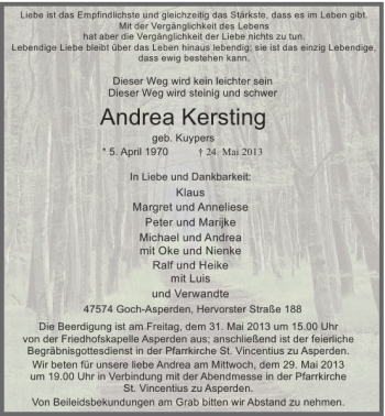 Alle Traueranzeigen für Andrea Kersting | trauer.rp-online.de