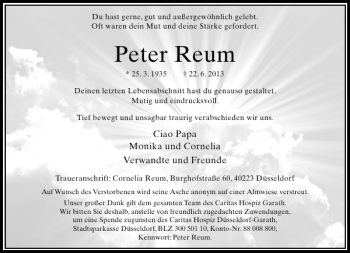 Alle Traueranzeigen für Peter Reum | trauer.rp-online.de