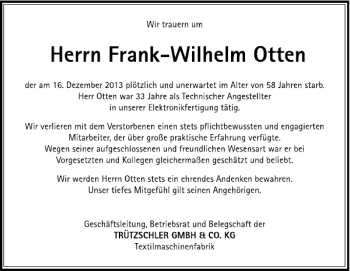 Alle Traueranzeigen für Frank-Wilhelm Otten | trauer.rp-online.de