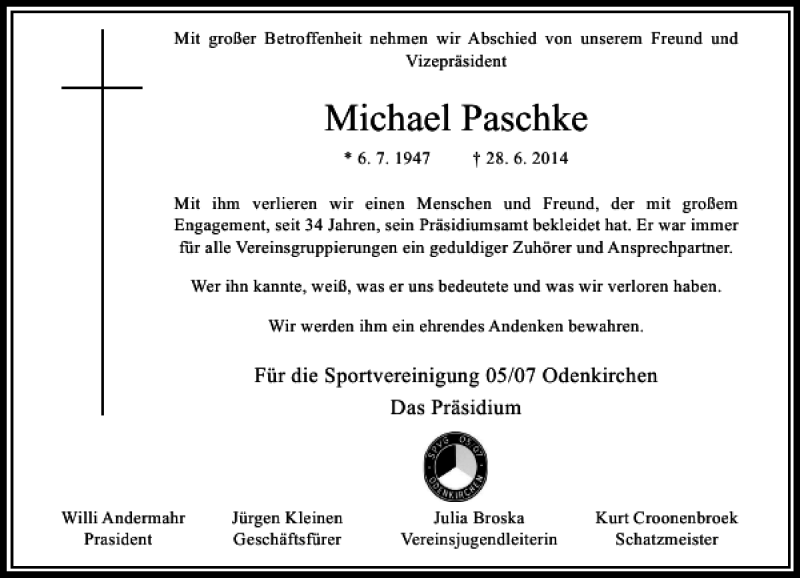 Alle Traueranzeigen für Michael Paschke | trauer.rp-online.de