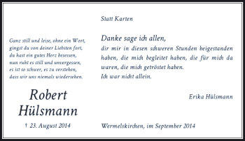 Alle Traueranzeigen für Robert Hülsmann | trauer.rp-online.de