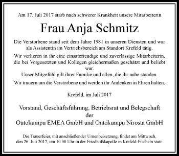 Alle Traueranzeigen für Anja Schmitz | trauer.rp-online.de