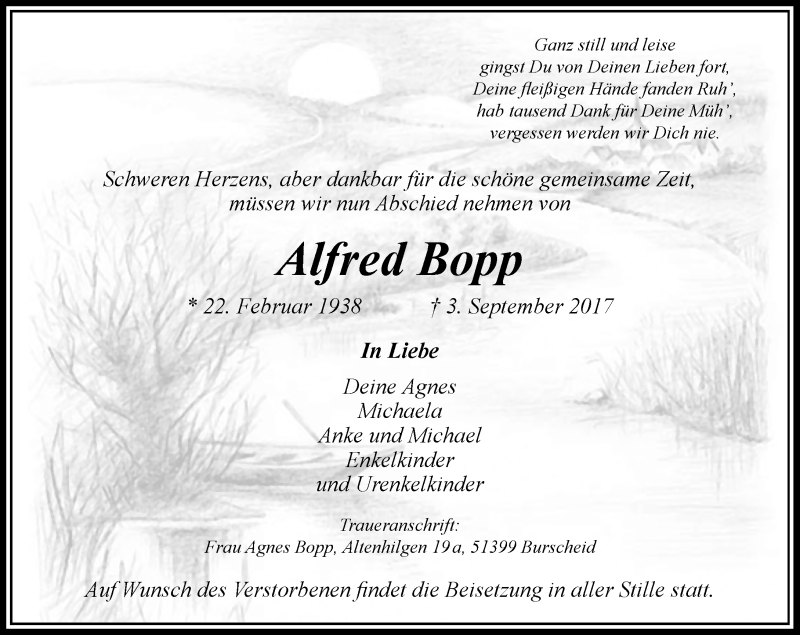 Alle Traueranzeigen für Alfred Bopp | trauer.rp-online.de