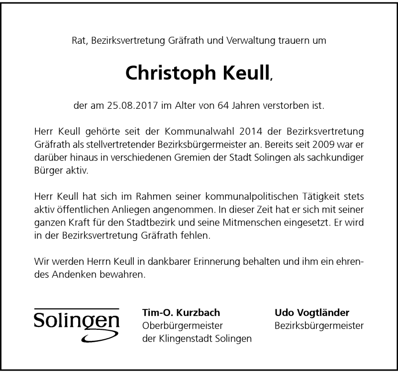 Alle Traueranzeigen für Christoph Keull | trauer.rp-online.de