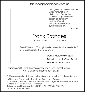 Alle Traueranzeigen für Frank Brandes | trauer.rp-online.de