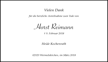 Alle Traueranzeigen für Horst Reimann | trauer.rp-online.de
