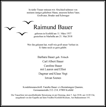 Alle Traueranzeigen für Raimund Bauer | trauer.rp-online.de