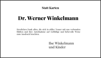 Alle Traueranzeigen für Werner Winkelmann | trauer.rp-online.de