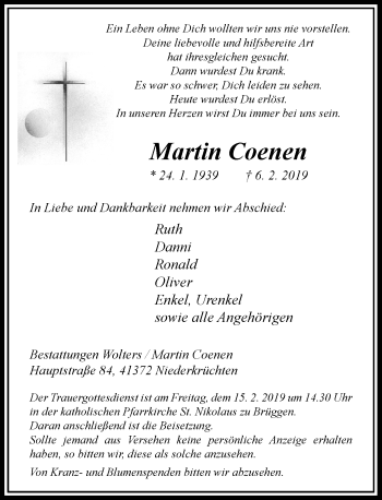 Alle Traueranzeigen für Martin Coenen | trauer.rp-online.de