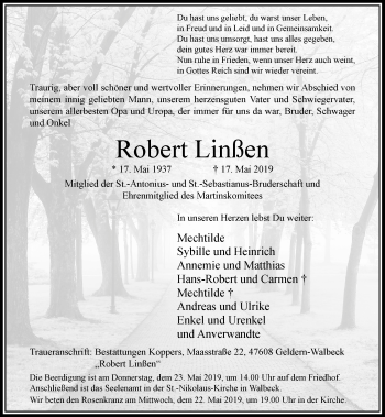 Alle Traueranzeigen für Robert Linßen | trauer.rp-online.de