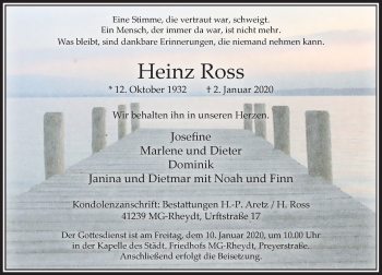 Alle Traueranzeigen für Heinz Ross | trauer.rp-online.de