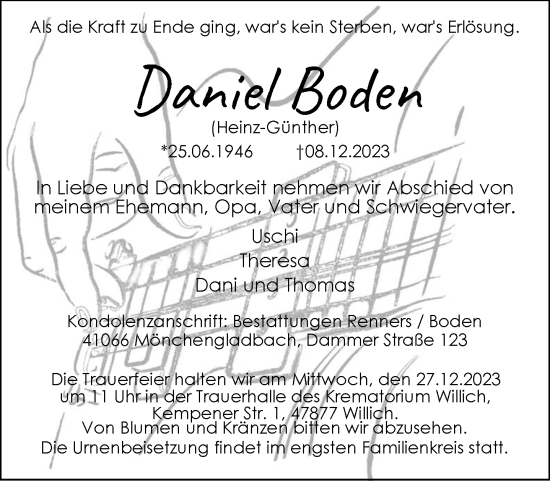 Alle Traueranzeigen für Daniel Boden | trauer.rp-online.de
