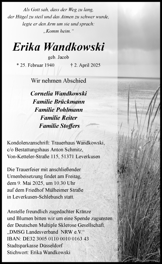 Alle Traueranzeigen für Erika Wandkowski | trauer.rp-online.de